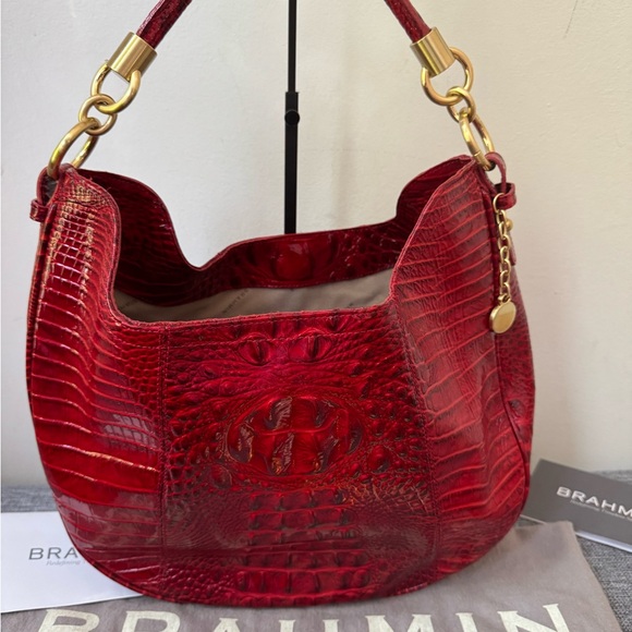 Brahmin | Bags | Brahmin Vintage Red Crocodile Embossed Hobo Bag | Poshmark